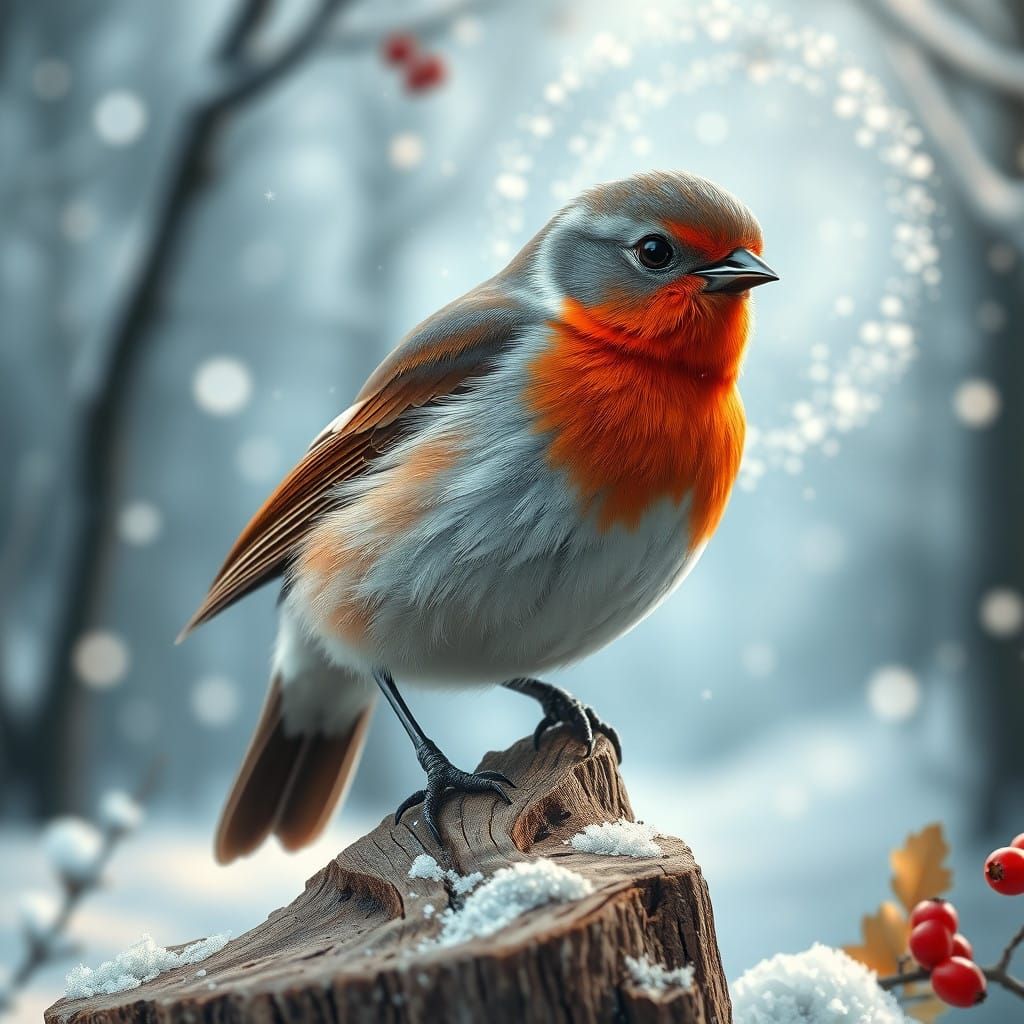 Elegant Songbird in Autumn Dreamscape - AI Art