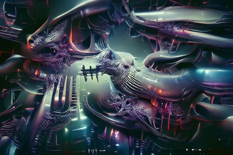 Alien space station by Beeple and Vincent Di Fate 3D digital ...