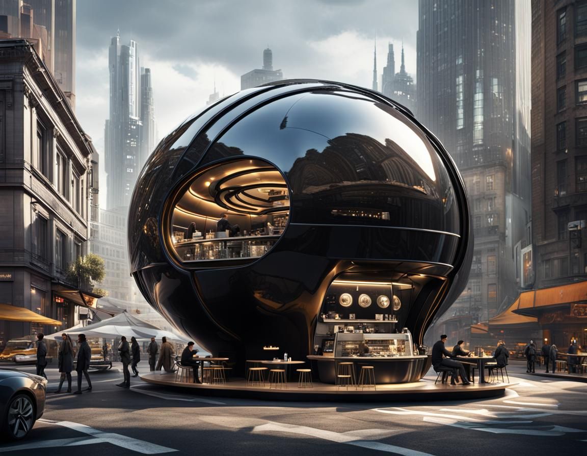 Futuristic Coffee Shop - AI Generated Artwork - NightCafe Creator