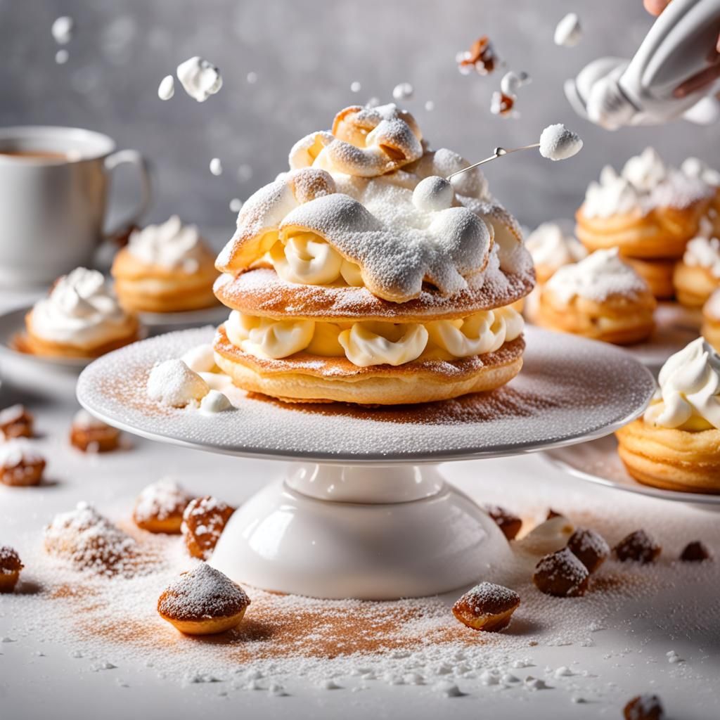 Cream puff cake and nougatine to pair with spectacular splashes of ...
