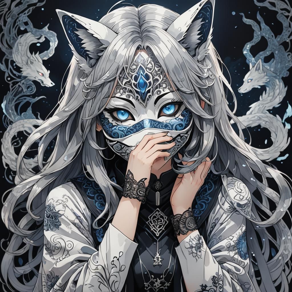 kitsune face mask - AI Generated Artwork - NightCafe Creator