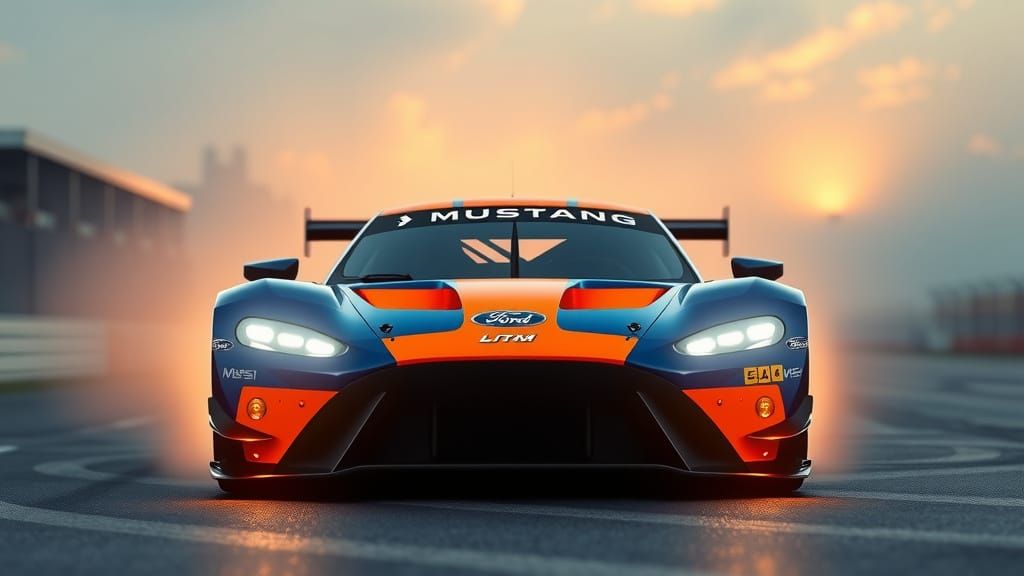 Ford Mustang LMP1 Hypercar Front View in Electric ... - AI Art