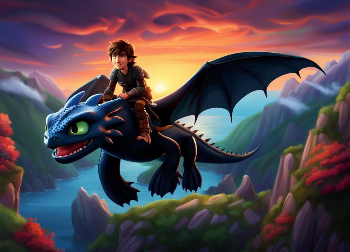 Hiccup Haddock and Toothless - AI Generated Artwork - NightCafe Creator