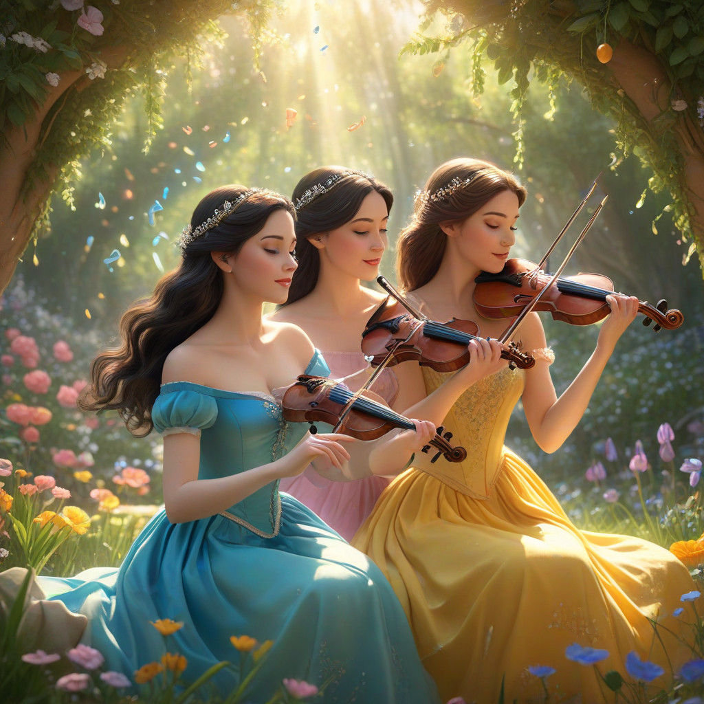 Disney Princesses Enchant a Vibrant Spring Garden ... - AI Art