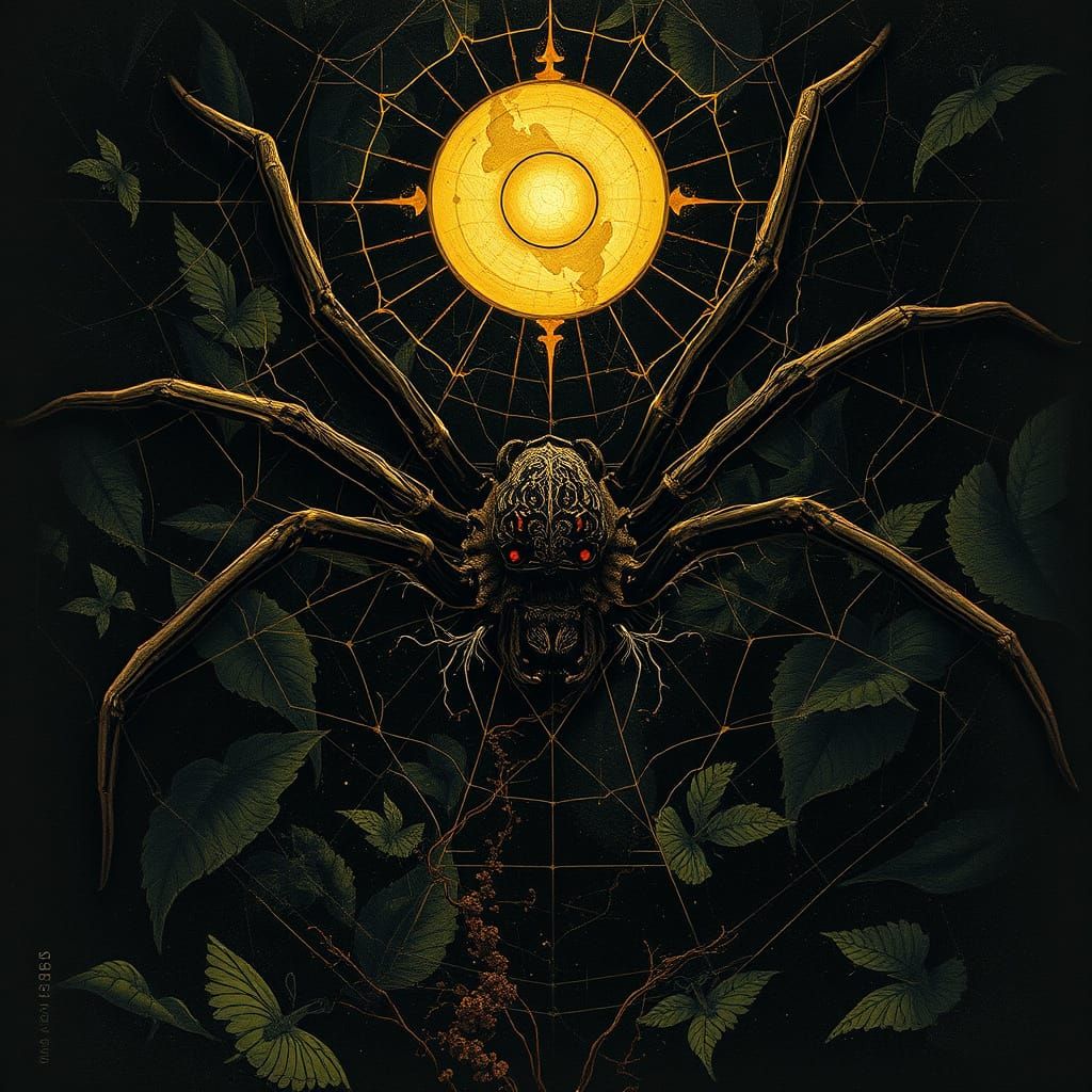 Wolf Spider - Ethereal Dark Academia Spider in Occult Art No...