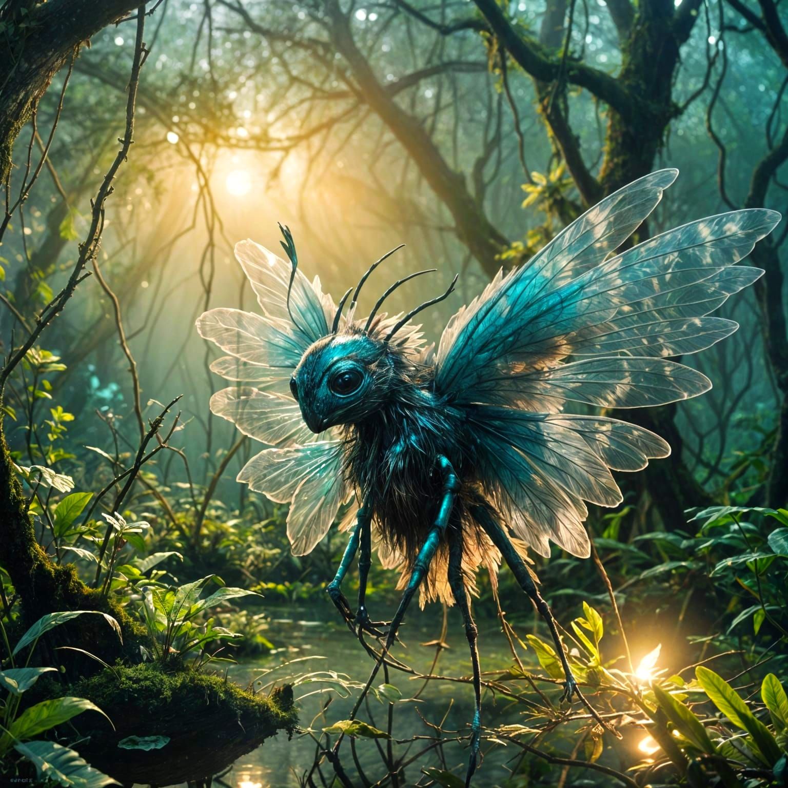 Realistic fantasy creature - Enchanted Swamp Dweller in Eth...