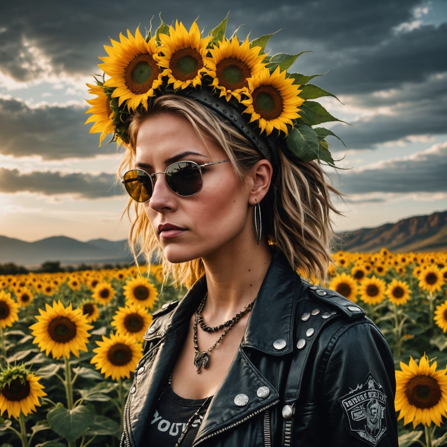 moody sunflower lady - AI Generated Artwork - NightCafe Creator