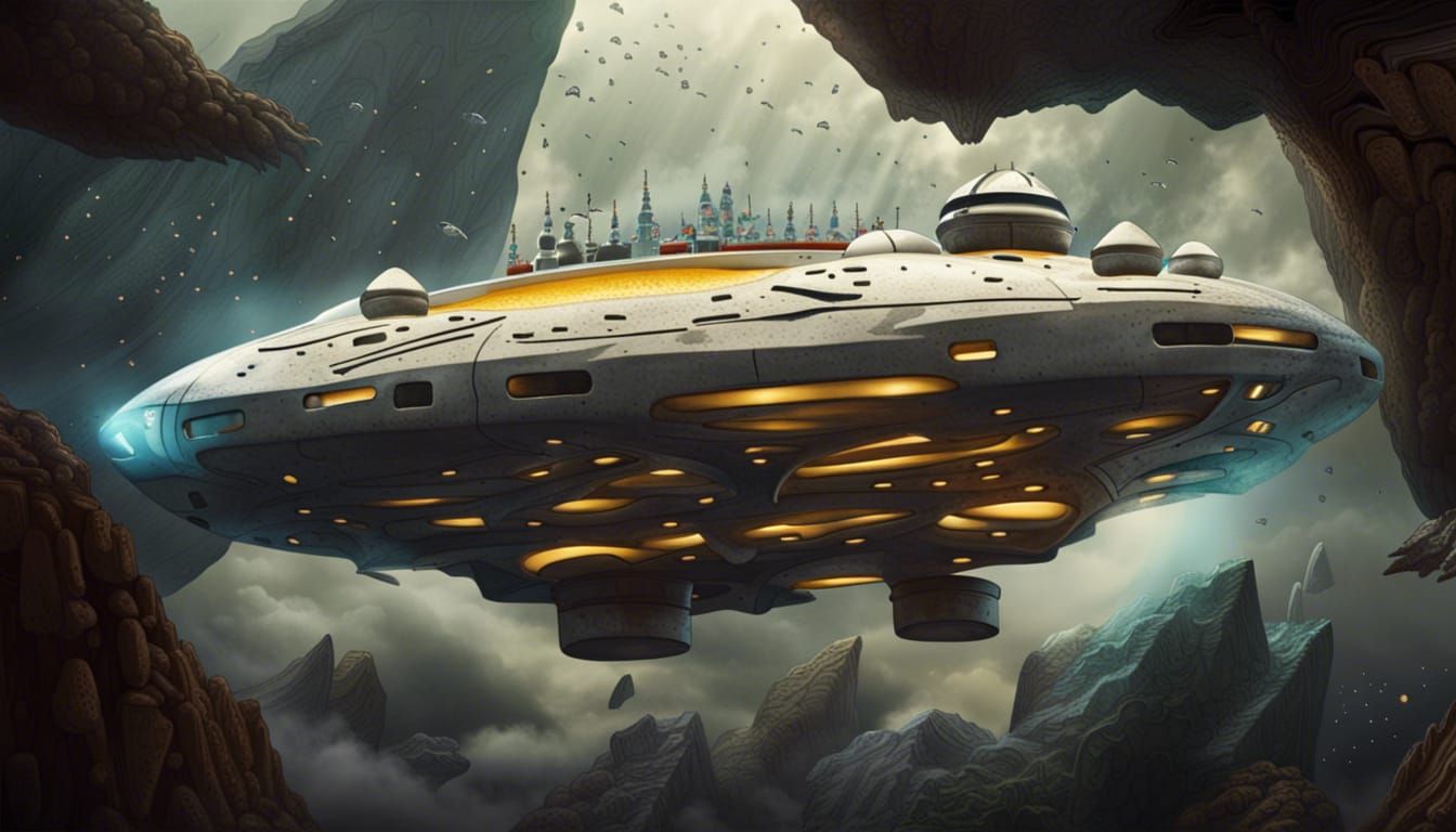 Giant spaceship made of cheese that shoots giant cheese-covered nachos ...