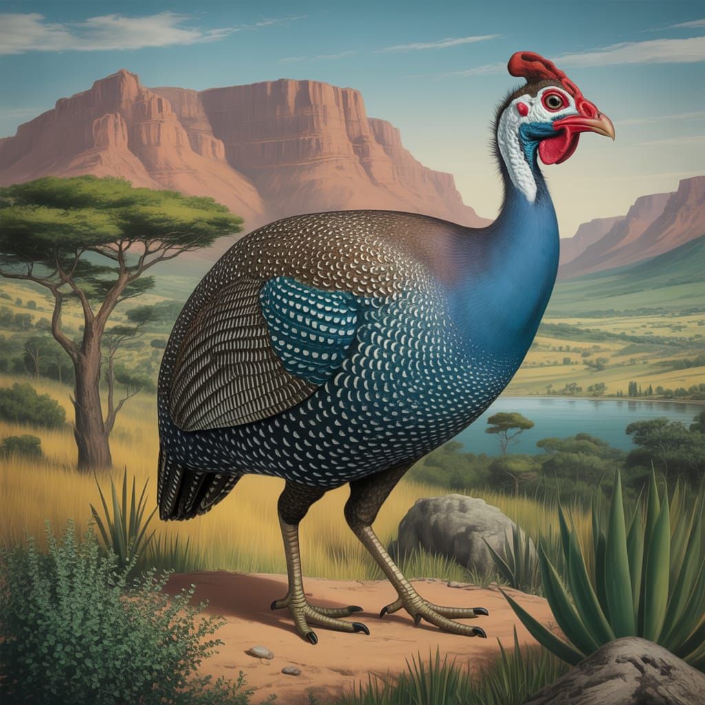 African Guinea Fowl #3 - African Guinea Fowl in Vintage Zool...