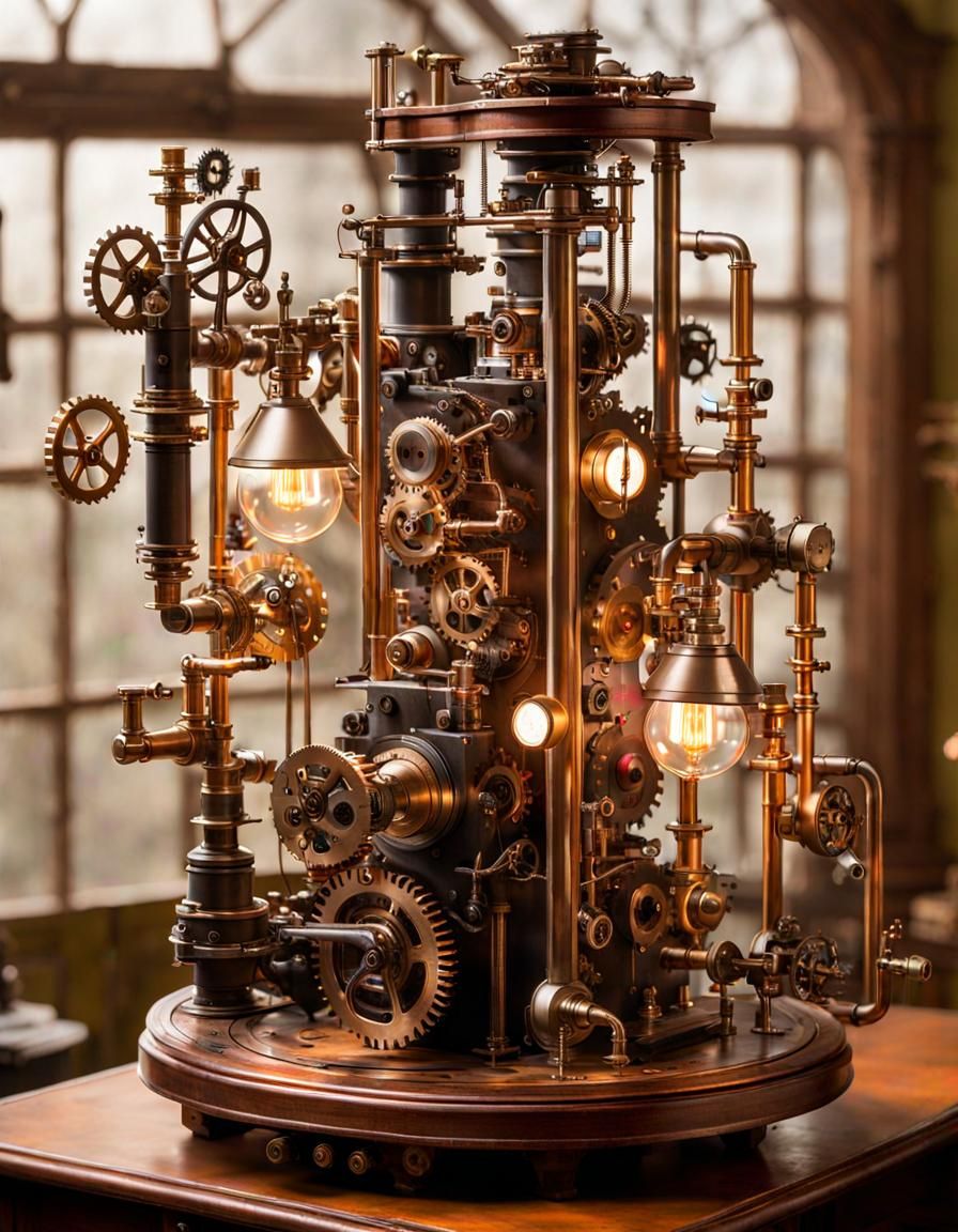 Electricity steampunk engine - AI Generated Artwork - NightCafe Creator