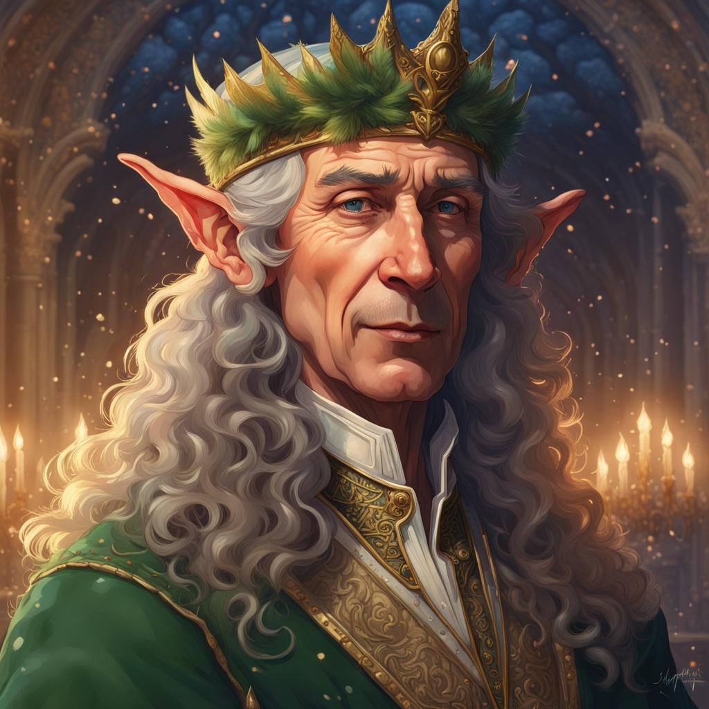 Elf Prince Charles as Chistmas Elf portrait long and pointy ears light ...