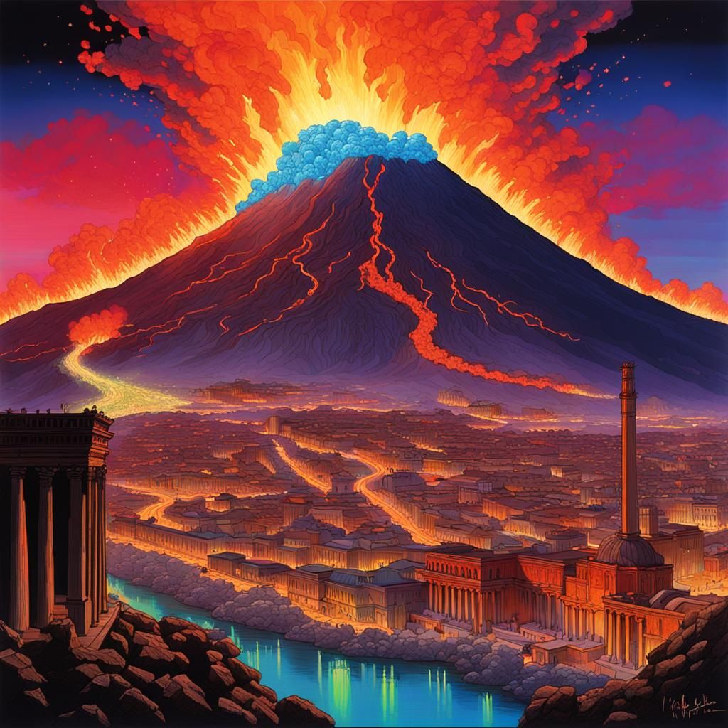 Eruption of Mount Vesuvius - AI Generated Artwork - NightCafe Creator