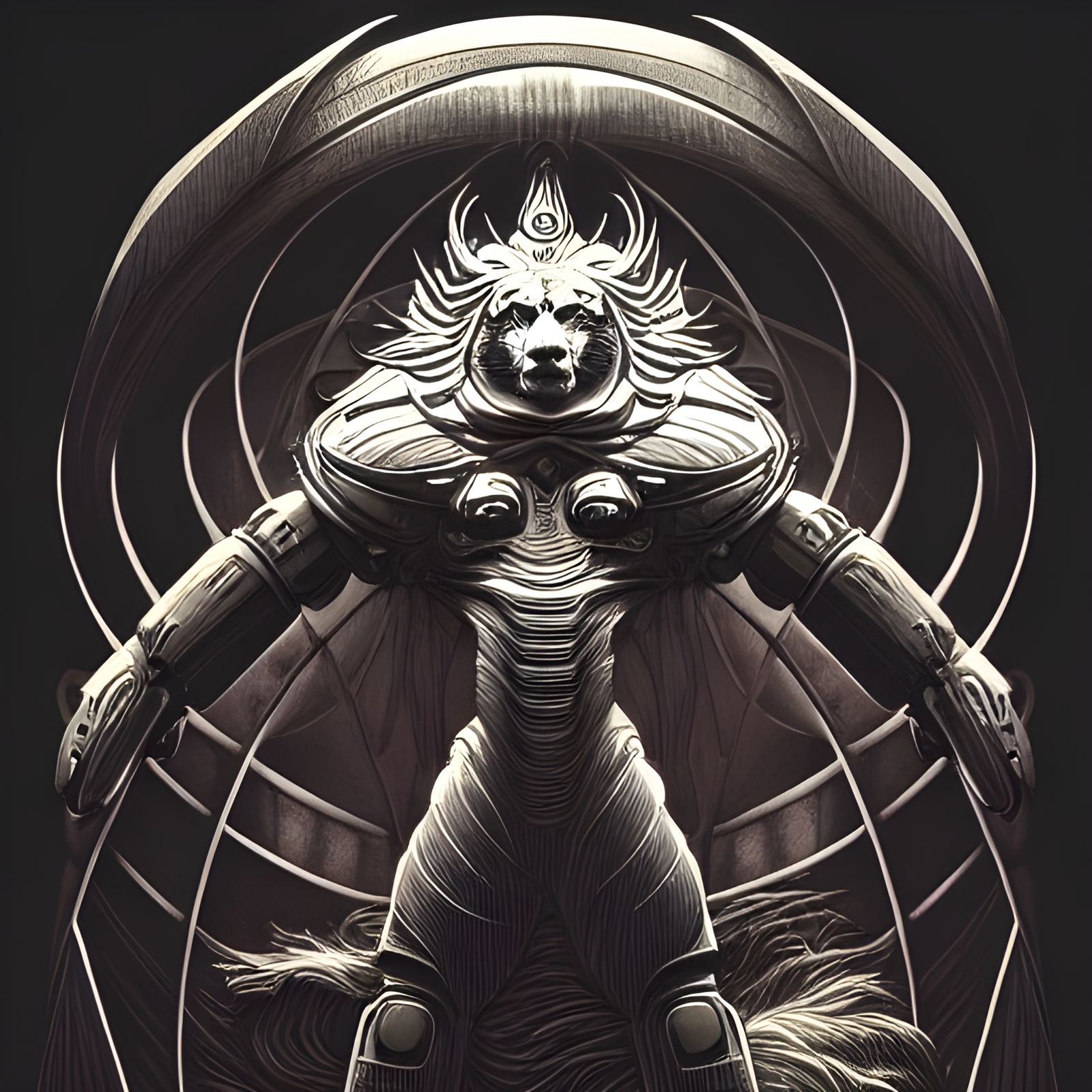 Anthropomorphic lion, cyborg, warrior, android jones, dan mumford 8k ...