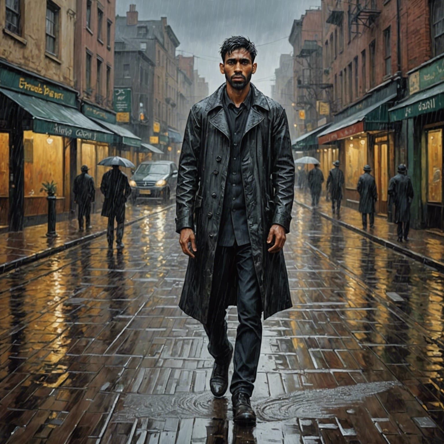 Full body portrait of a wet 27 year old Indian man standing in very ...