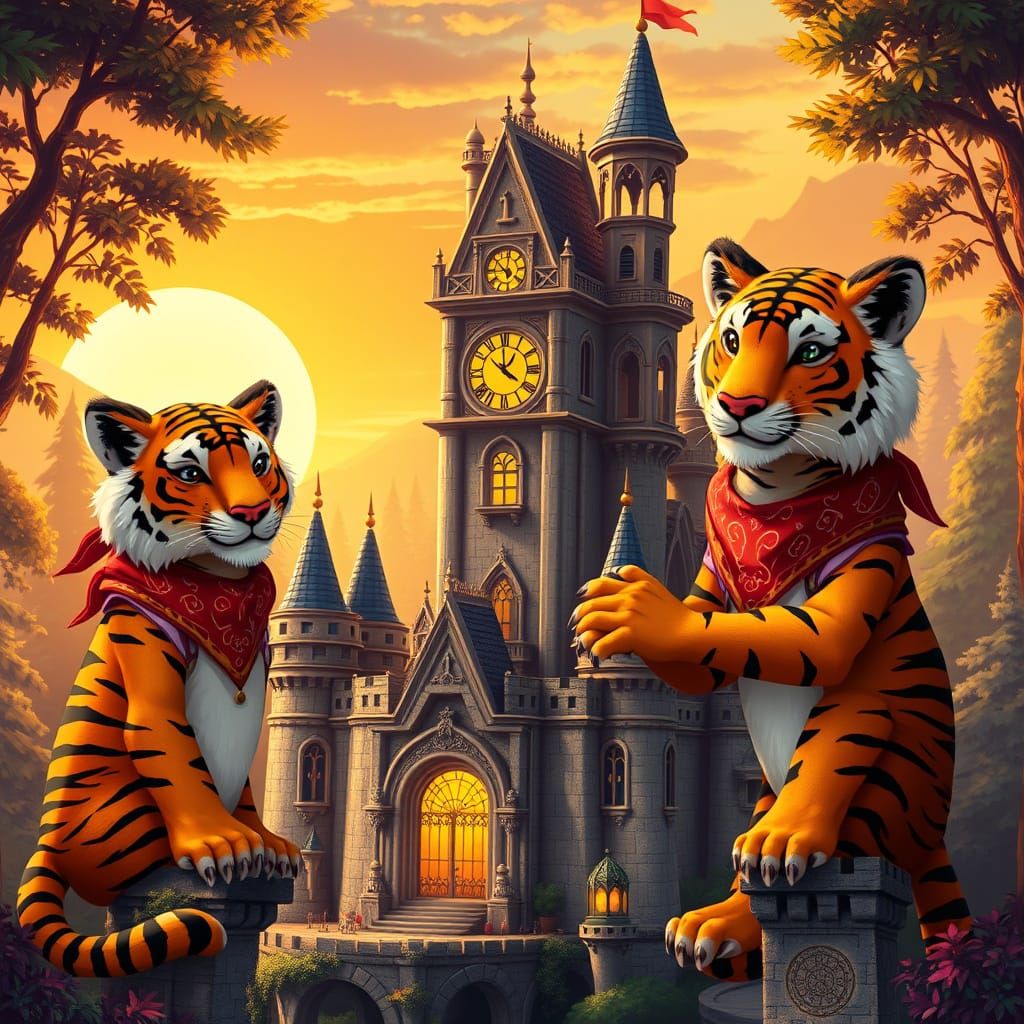 Vibrant Tiger Furries Build Dreamlike Cinderella C... - AI Art