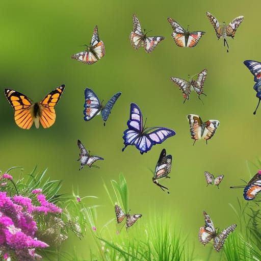 Butterflies in the Garden - AI Generated Artwork - NightCafe Creator