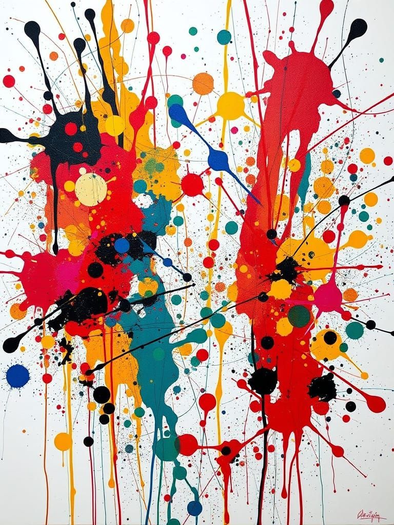 Splatter of feeling, Red collides with deep blue grief, Still, we call ...