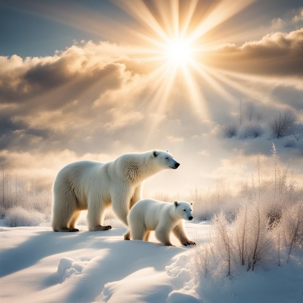 Winter wind, cool air, flower, climate change, ice, polar bear ...