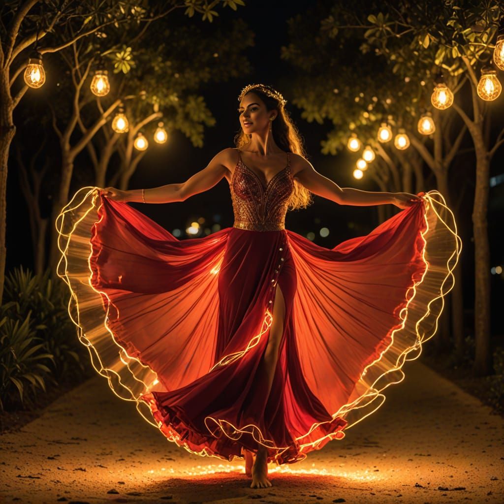 Ethereal Redheaded Belly Dancer Elf Conjures Magic - AI Art