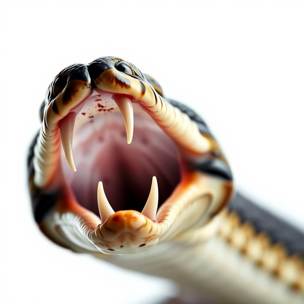 Menacing Snake's Mouth with Razor-Sharp Teeth in a... - AI Art