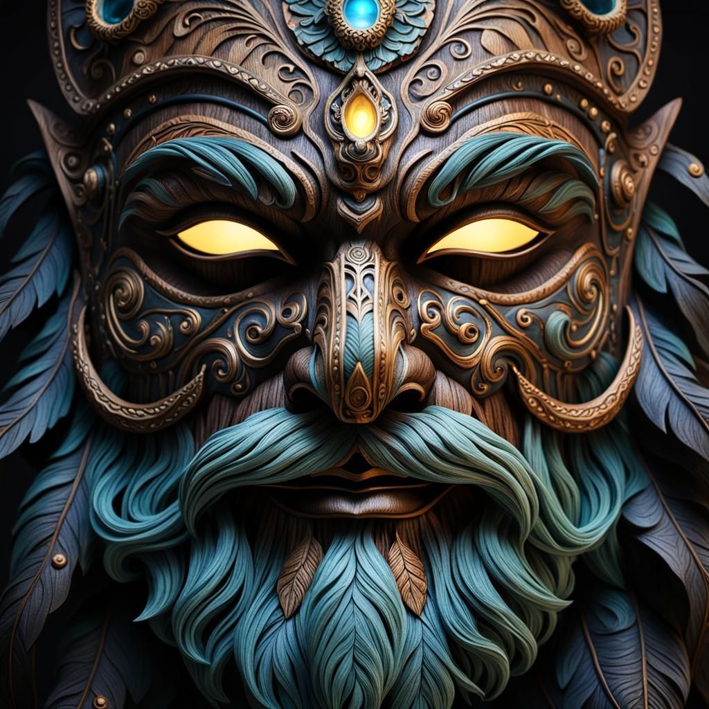 Wooden Shaman mask - AI Generated Artwork - NightCafe Creator