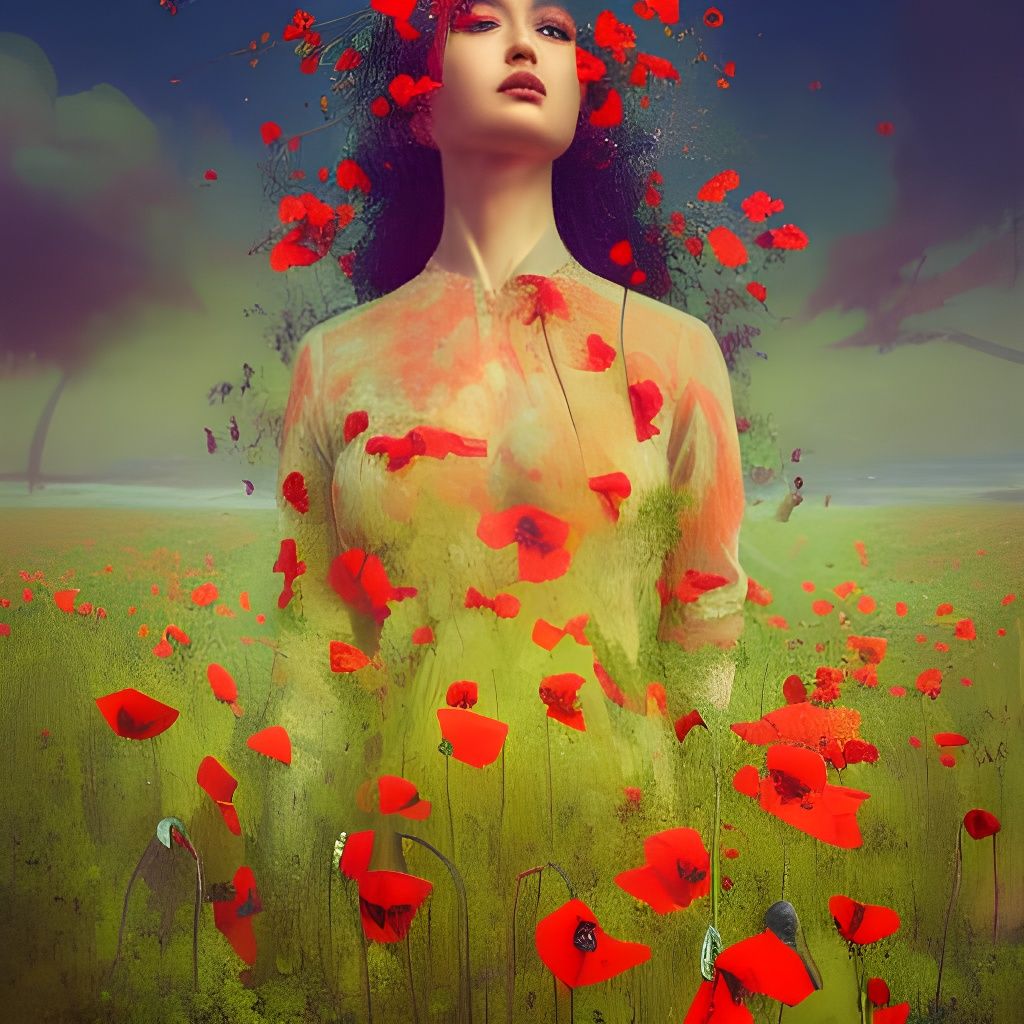Poppy Woman - AI Generated Artwork - NightCafe Creator