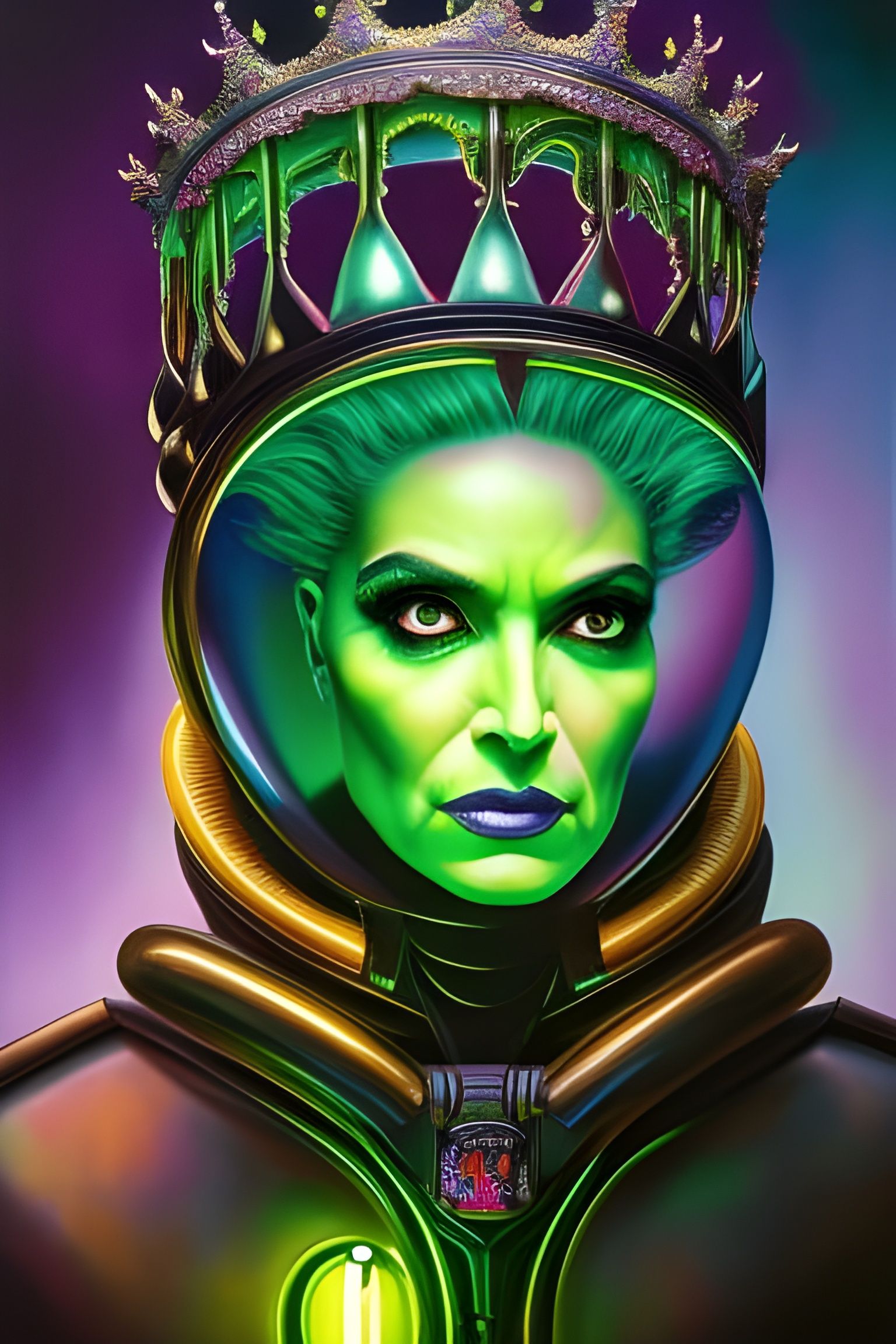 alien queen in neon crown - AI Generated Artwork - NightCafe Creator