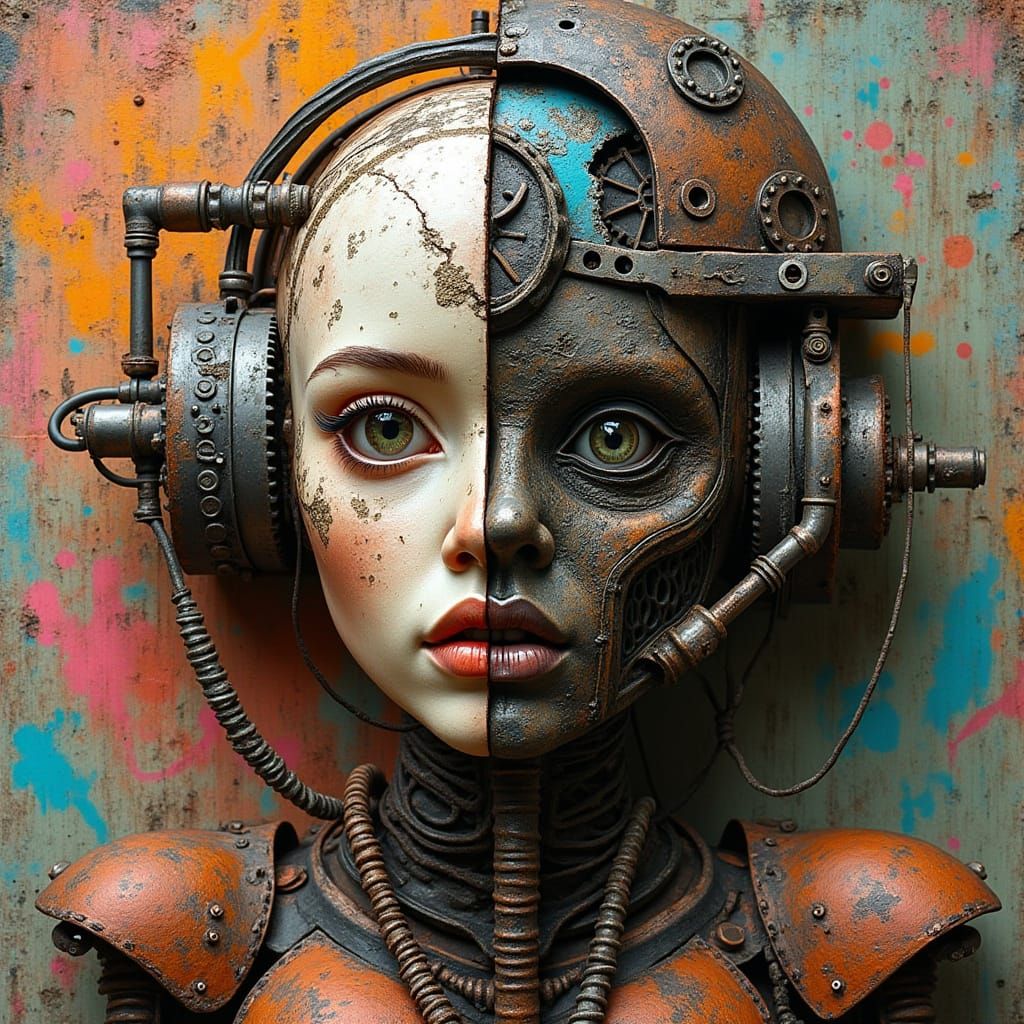 paper mache collage cyborg II - paper mache collage cyborg I...