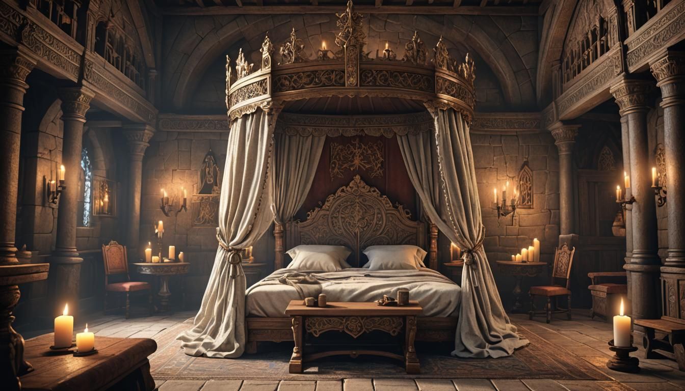 Royal Medieval Bed Chambers of the King - AI Generated Artwork - NightCafe Creator