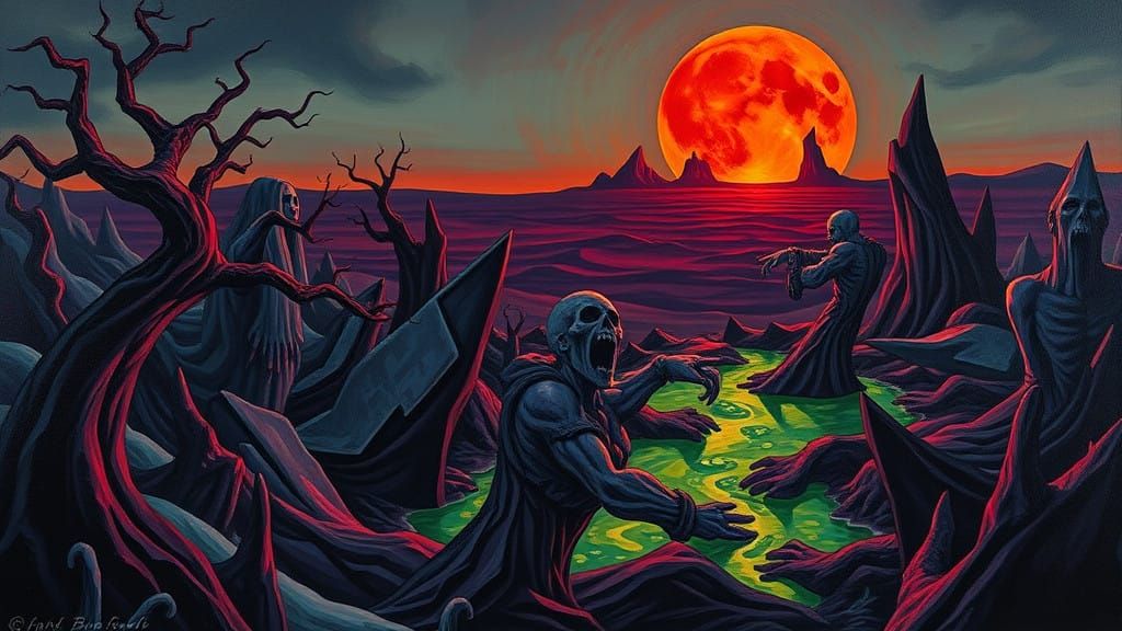 A Surreal, Nightmarish Landscape! - Vibrant Horror in a Twis...
