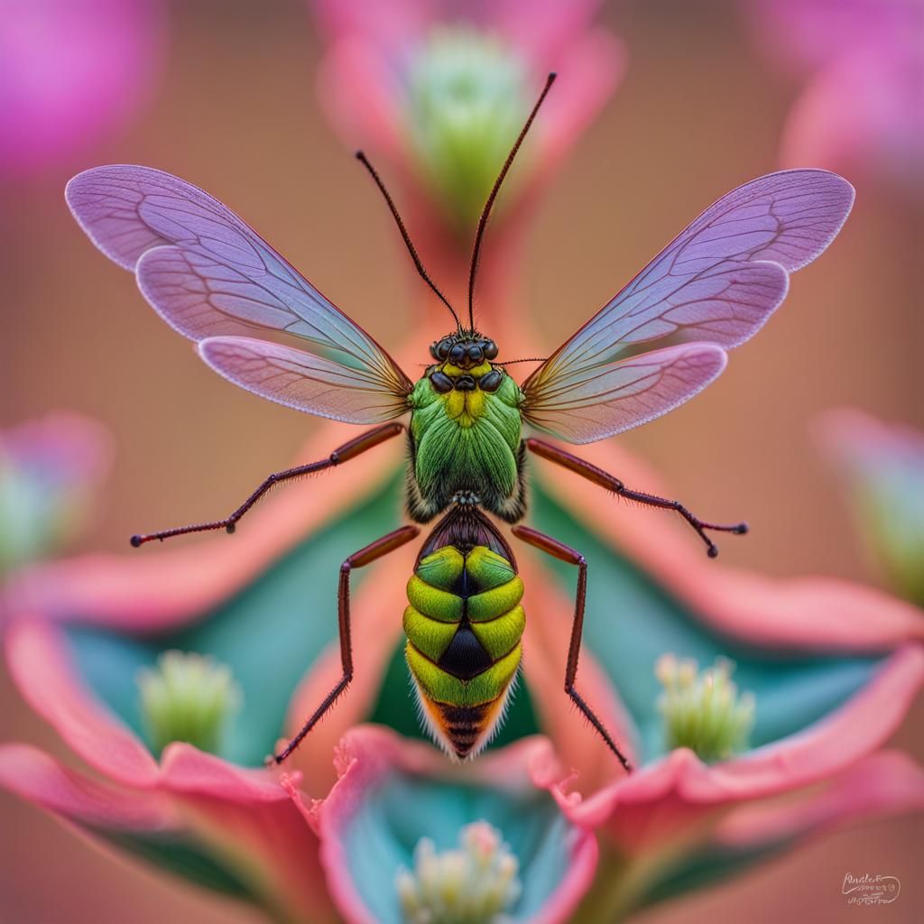 Forcipomyia midge pollinating Theobroma cacao flower - AI Generated ...