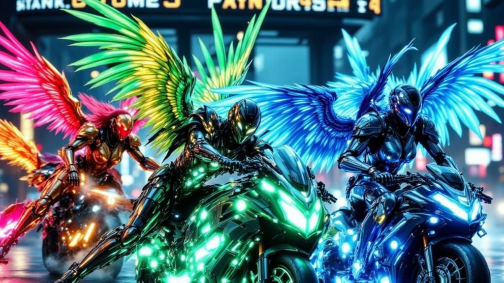 The Rainbow Racers! - Vibrant Cyber Angels in Rainbow Armor ...
