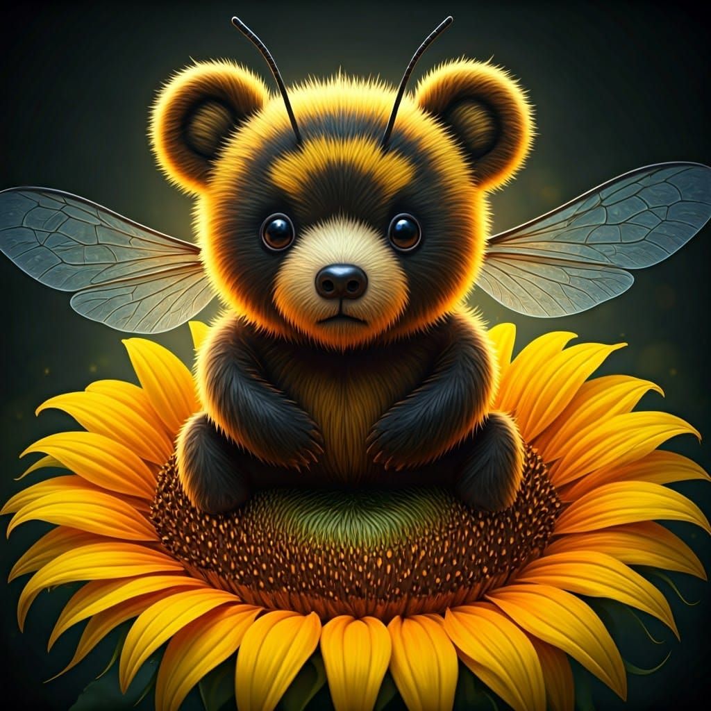 Why are you watching me ? - Hyper Realistic Bee Bear Cub Pol...