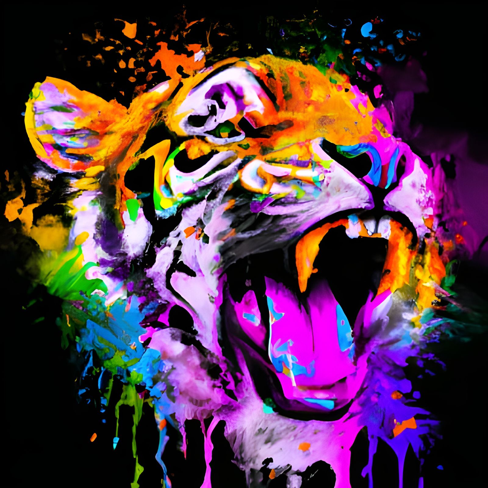 Tiger graffiti art, splash art, street art, spray paint, oil gouache ...