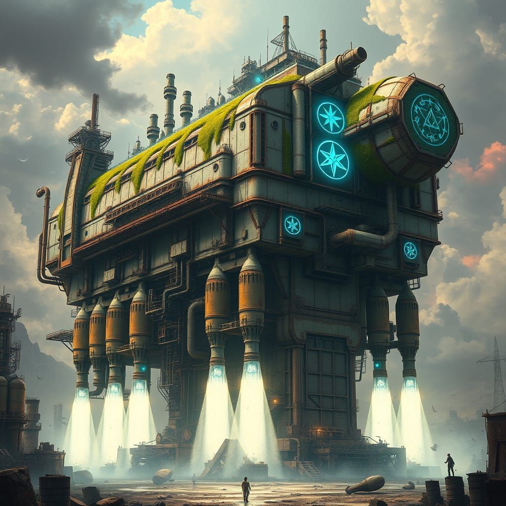 Mystical Spaceship Rises from Post-Apocalyptic Rui... - AI Art