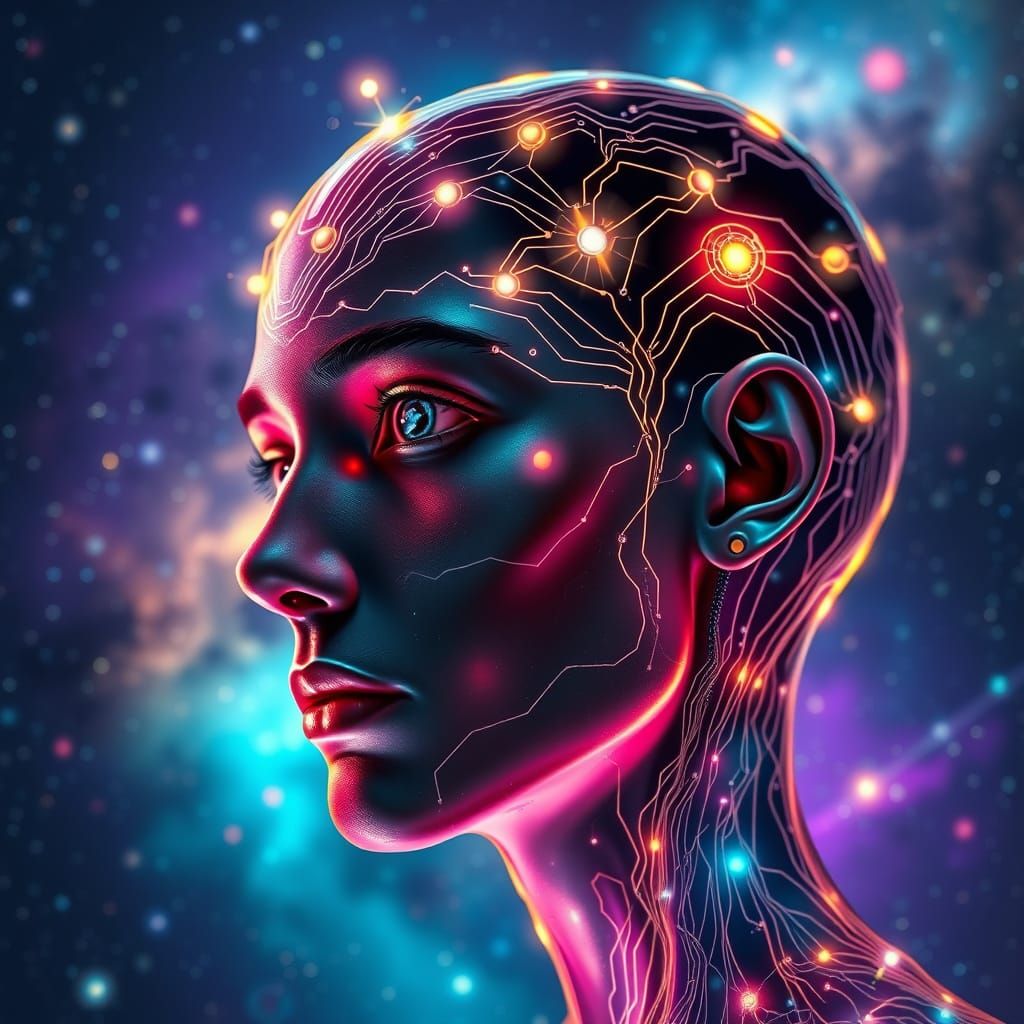 Cosmic Psychedelic Portrait with Exo Mind Circuit ... - AI Art