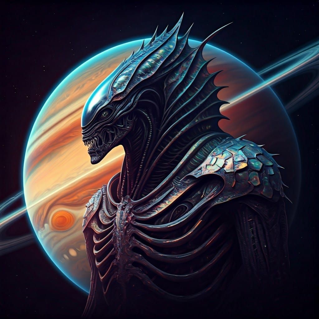 Ethereal Xenomorph Breeder Merges with Gas Giant i... - AI Art