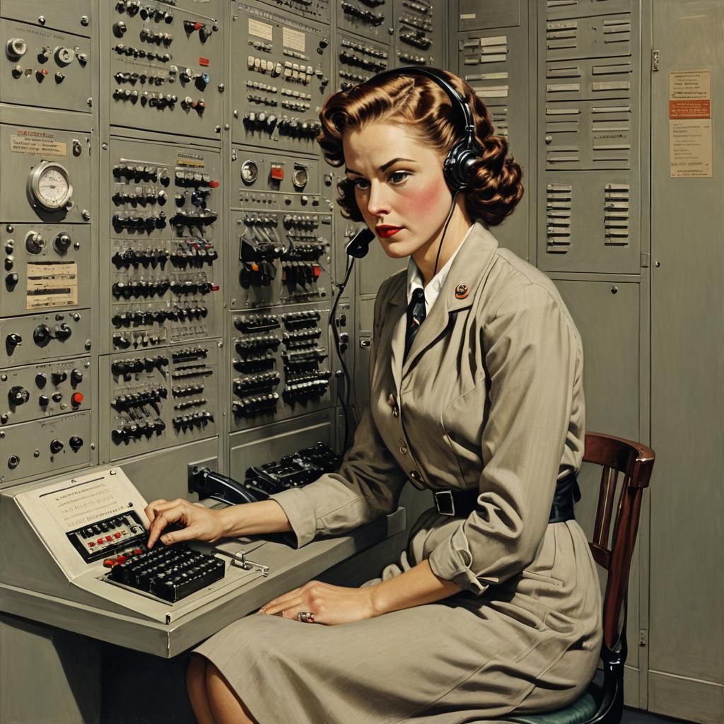 A 1947 telephone operator - AI Generated Artwork - NightCafe Creator