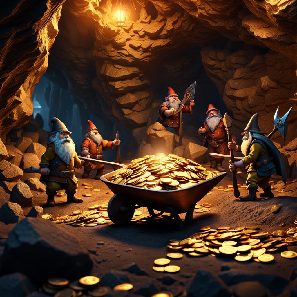 The seven dwarfs mining Bitcoin - AI Generated Artwork - NightCafe Creator