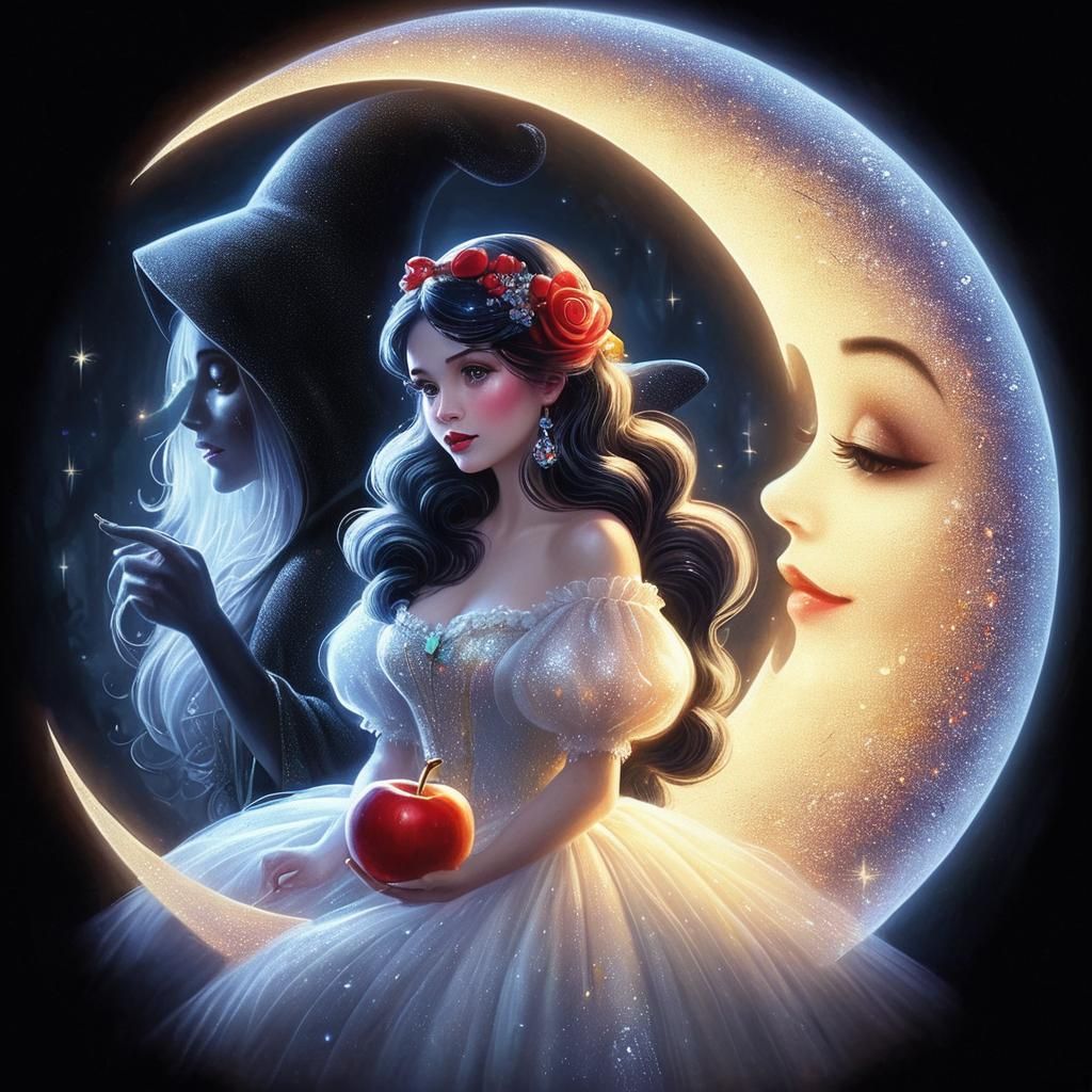 Snow white on the moon - Ethereal Fantasy: Snow White in Whi...