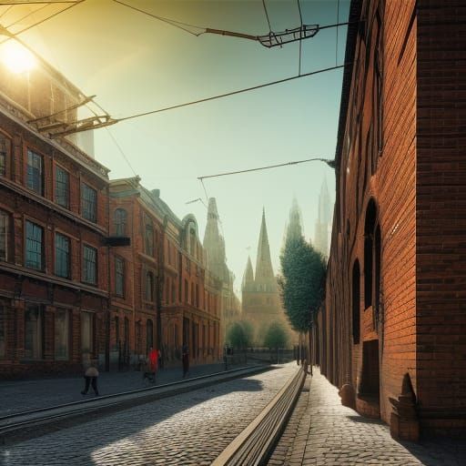 european brick architecture, street, beautiful historical buildings ...