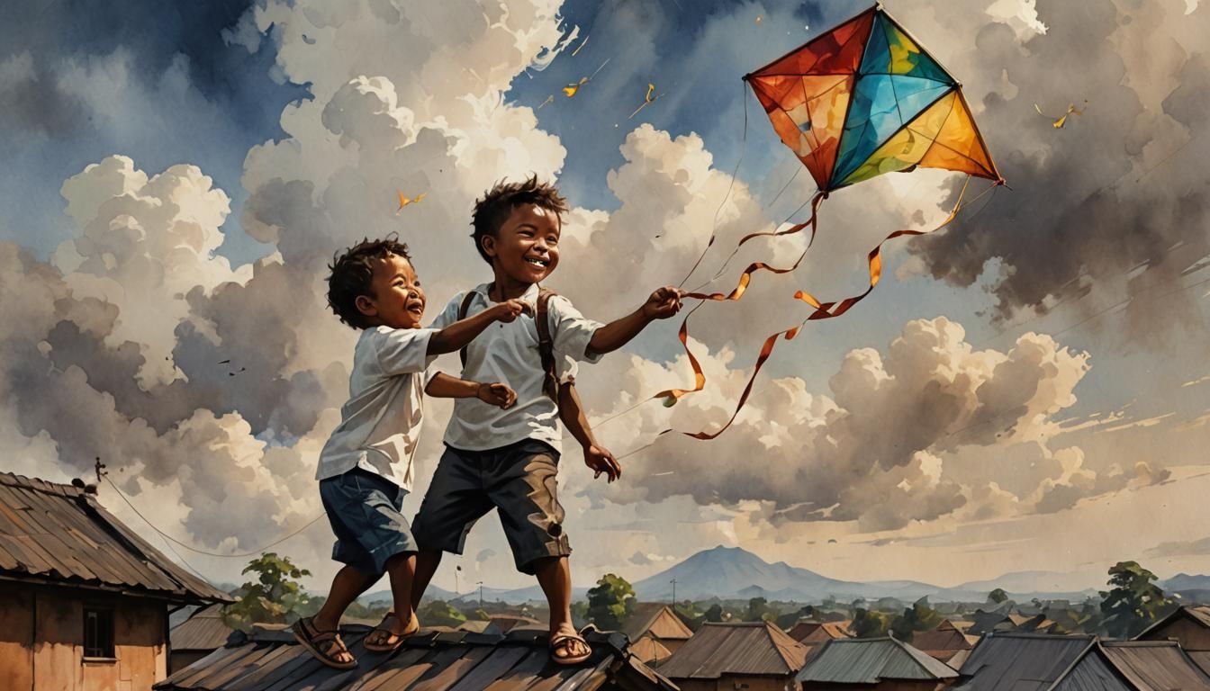 Playing Kite - AI Generated Artwork - NightCafe Creator