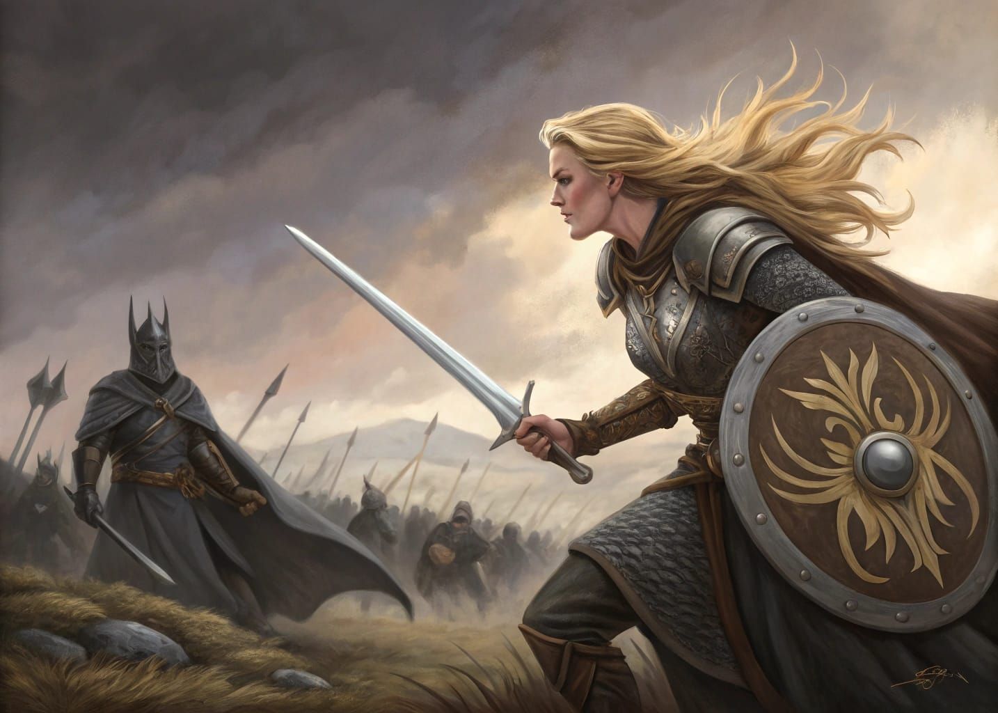 Eowyn Battles Dark Lord of Angmar in Epic Fantasy ... - AI Art