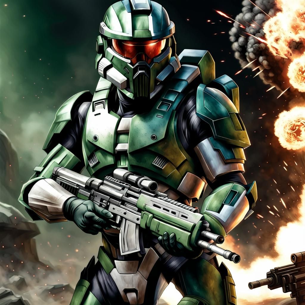 male, the armour is a spartan from halo mixed with a clone trooper from ...