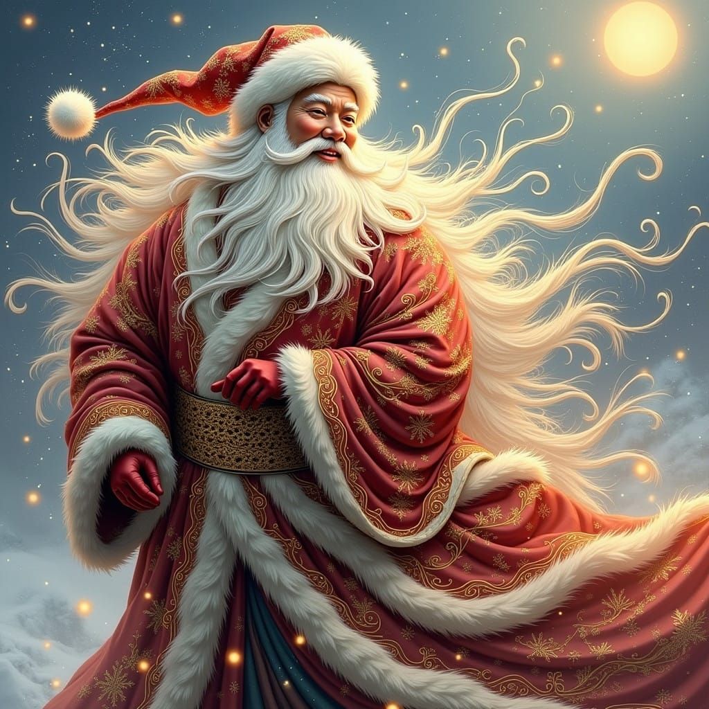 Old Saint Nick - Majestic Asian Santa Claus in Ethereal Red ...