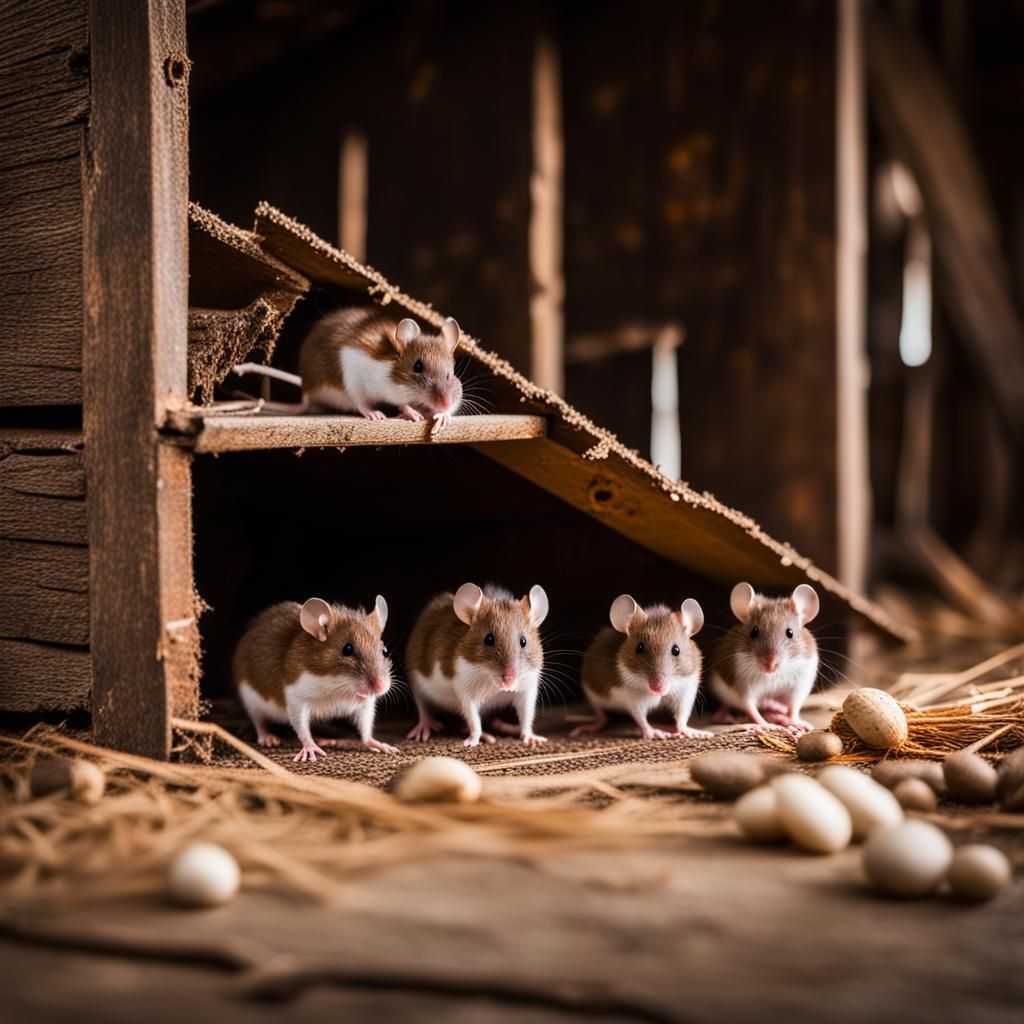 small mice inside an old barn - AI Generated Artwork - NightCafe Creator
