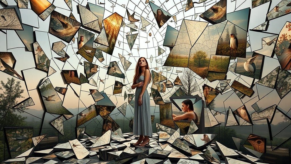 Surrealist Fragmented Sculpture with Woman Amidst ... - AI Art