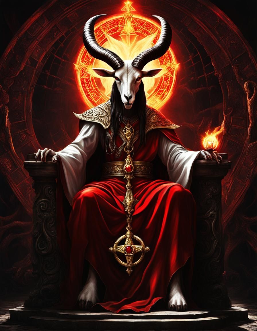 sabbatic goat king baphomet templar king, gold crowned, white dirty ...