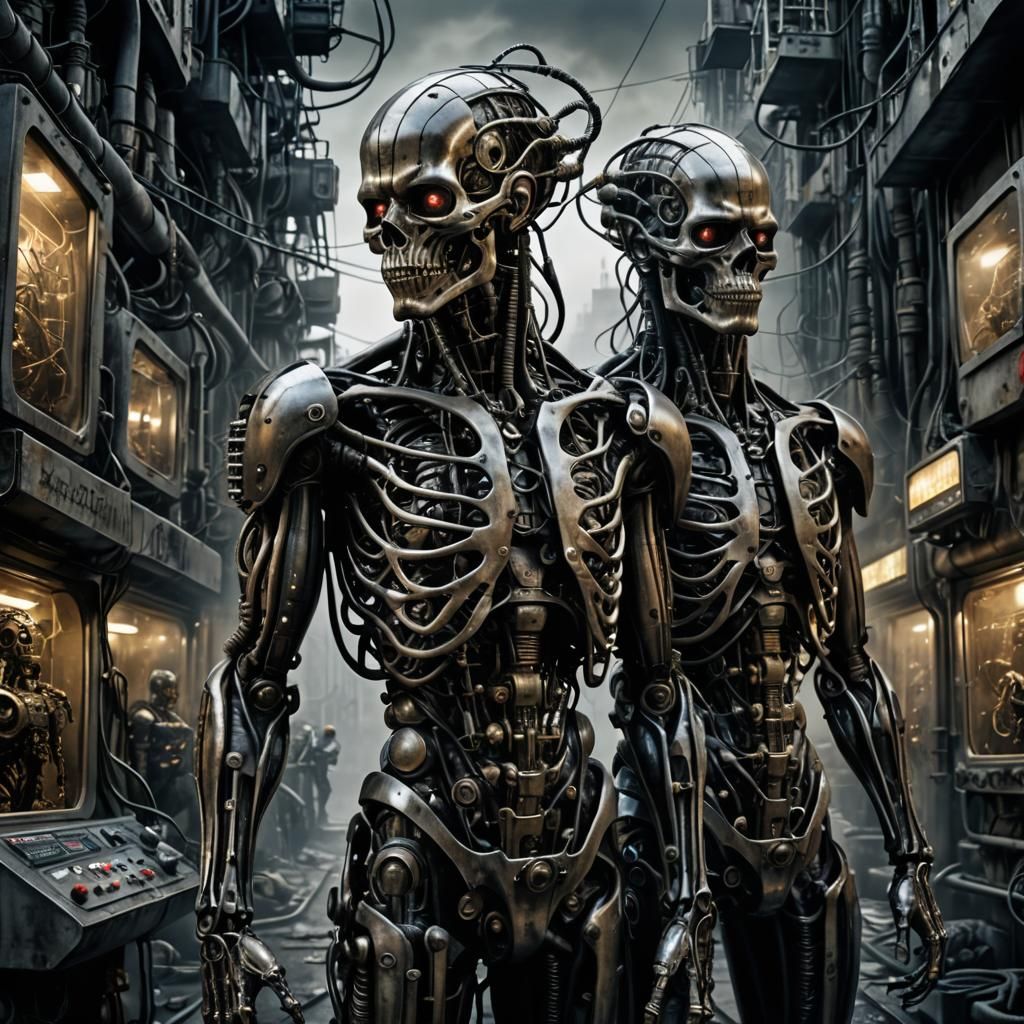 Terminator Assembly Row - AI Generated Artwork - NightCafe Creator