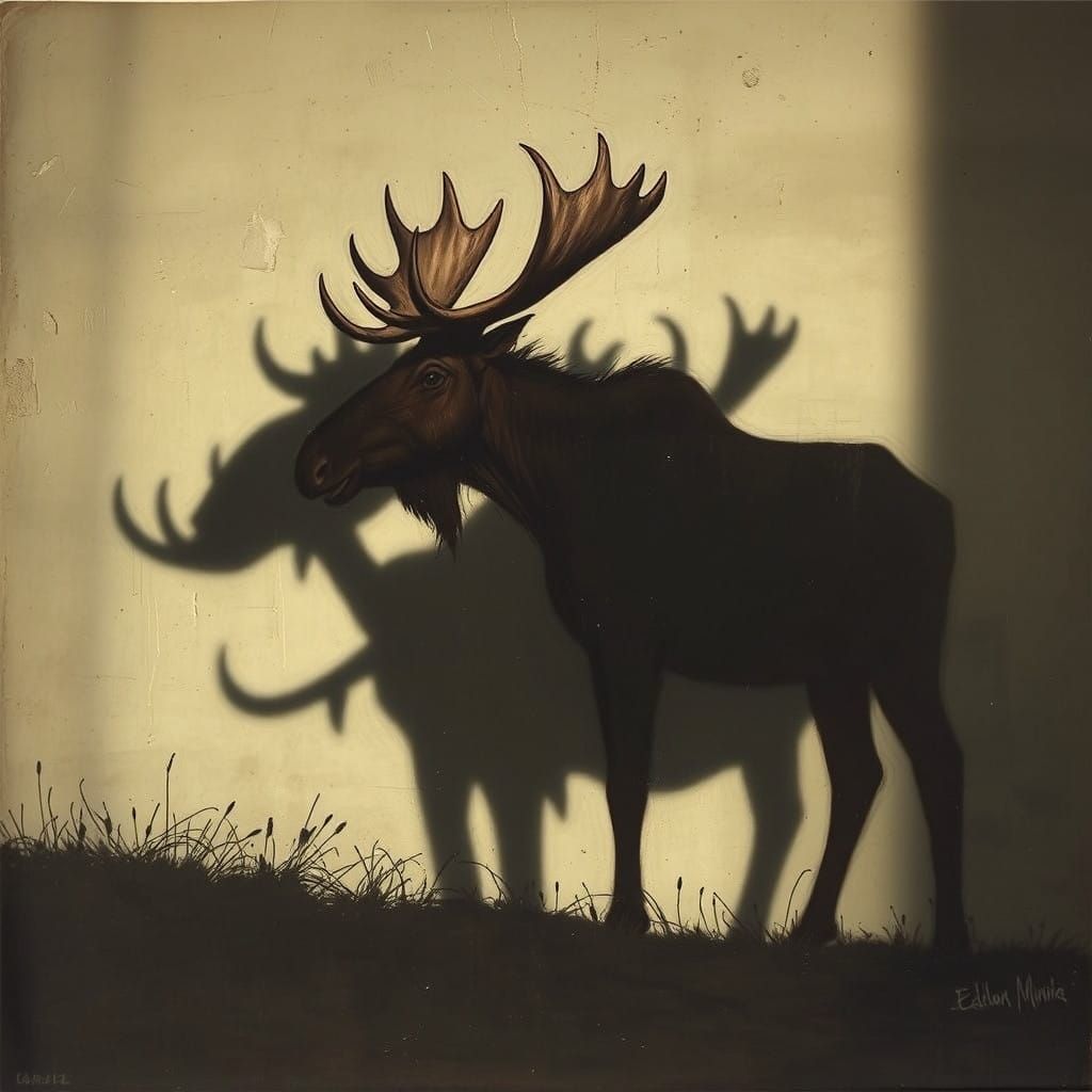 Impressionist Moose Silhouette in Muted Tones - AI Art
